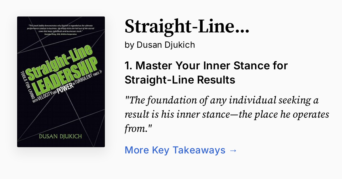 Straight-Line Leadership | Summary, Quotes, FAQ, Audio