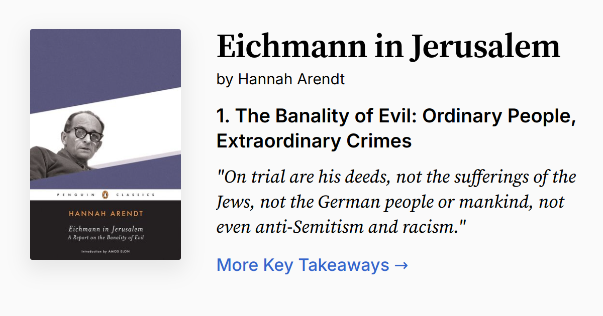 Eichmann in Jerusalem | Summary, Audio, Quotes, FAQ