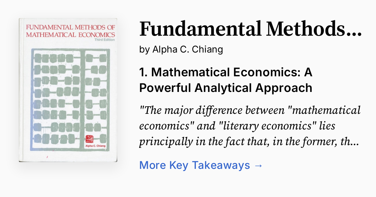 Fundamental Methods of Mathematical Economics | Summary, Audio, Quotes, FAQ
