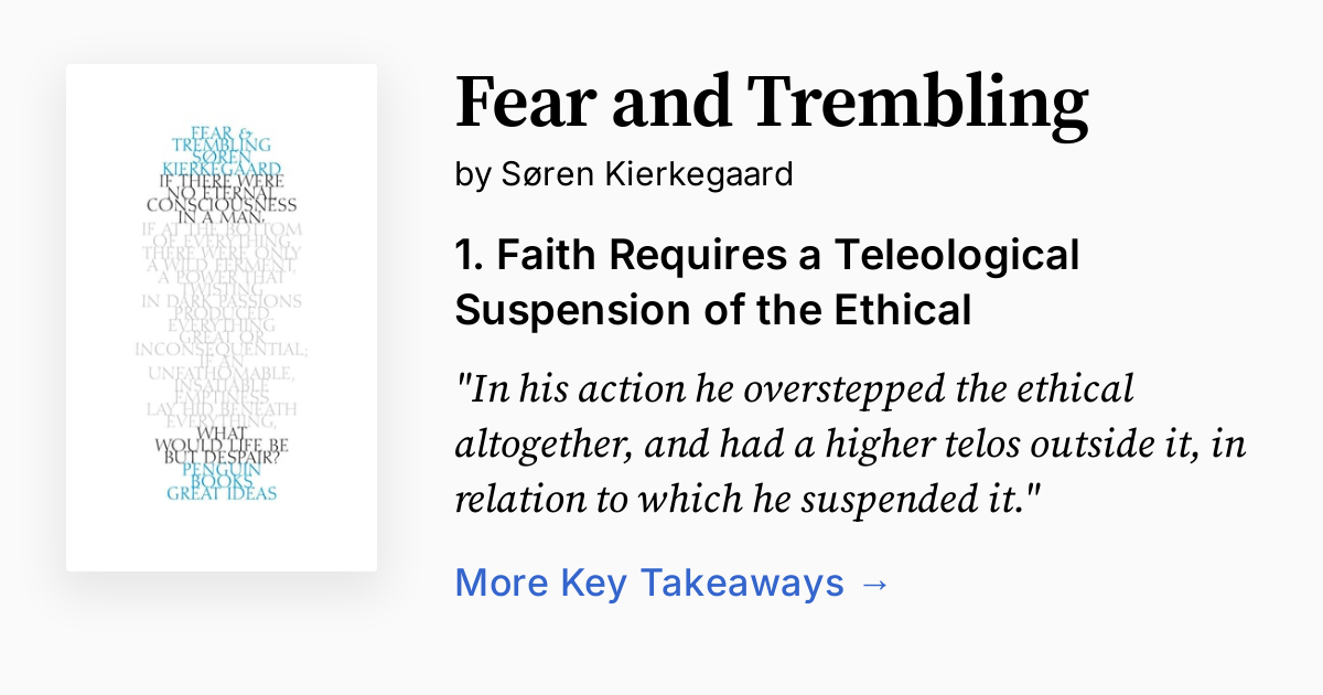 Fear and Trembling | Summary, Quotes, FAQ, Audio