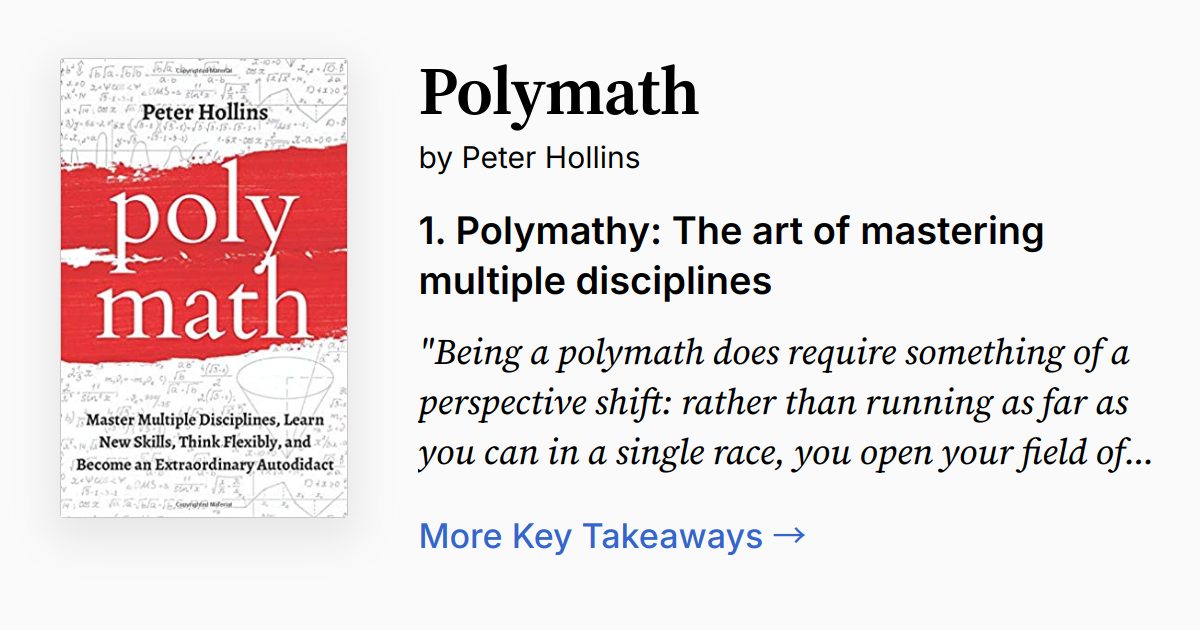 Polymath by Peter Hollins | Summary, Quotes, FAQ, Audio