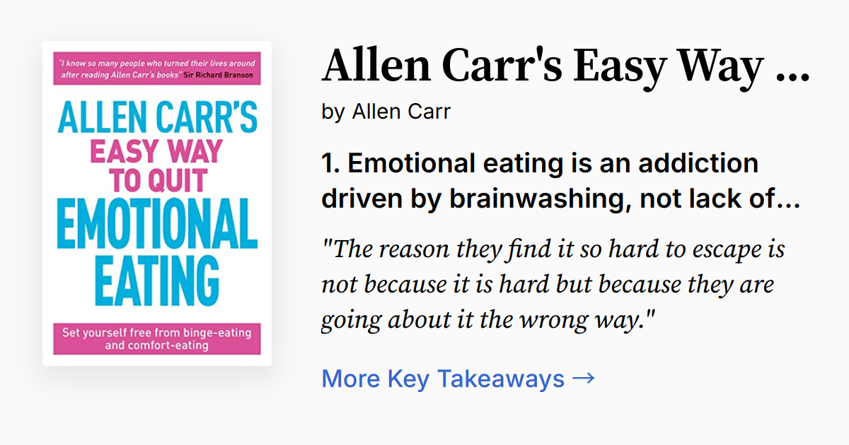 Allen Carr's Easy Way to Quit Emotional Eating | Summary, Audio, Quotes ...