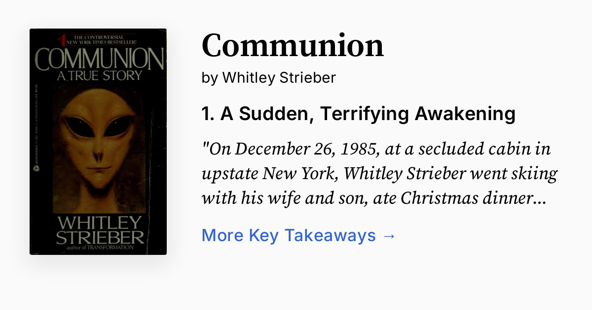 Communion by Whitley Strieber | Summary, Audio, Quotes, FAQ