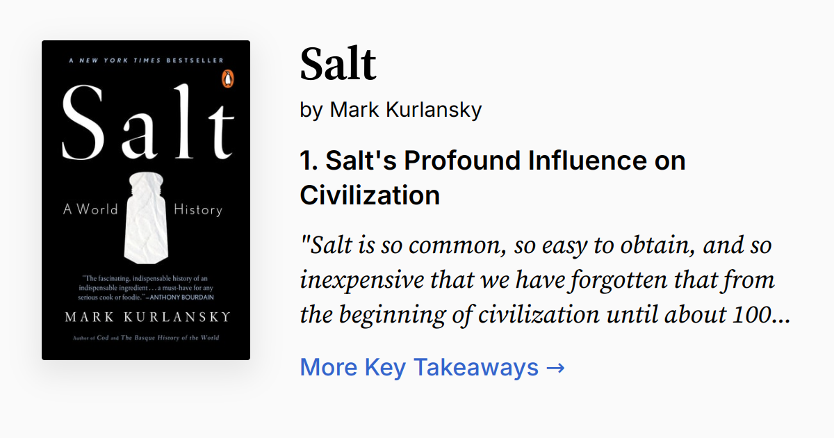 Salt by Mark Kurlansky | Summary, Audio, Quotes, FAQ