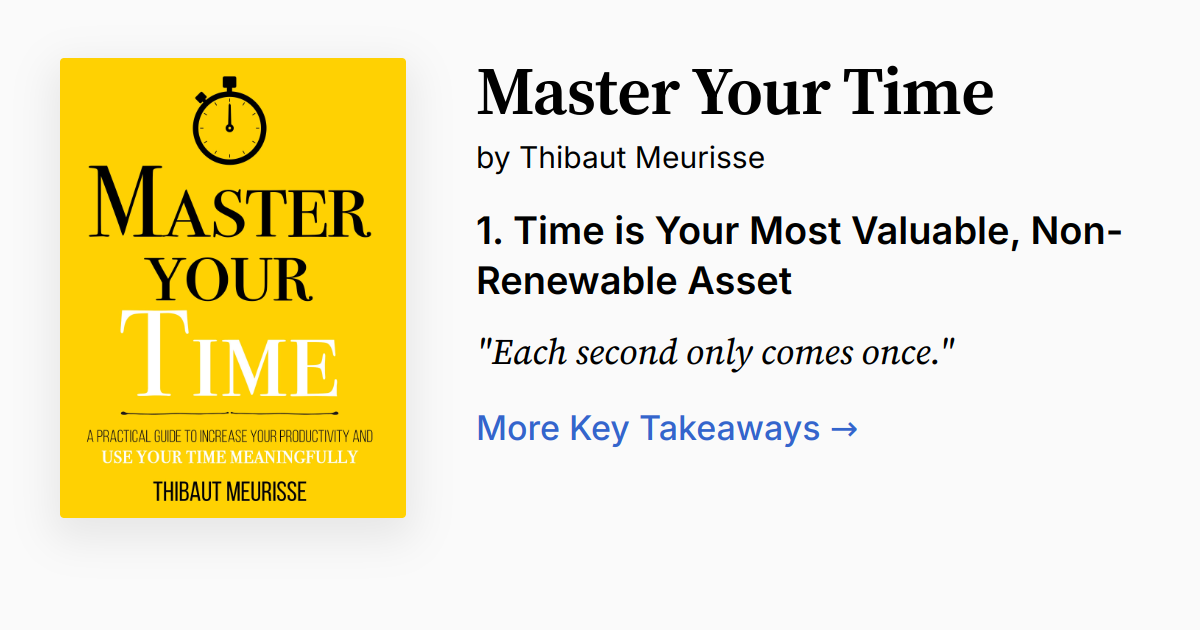 Master Your Time | Summary, Quotes, FAQ, Audio