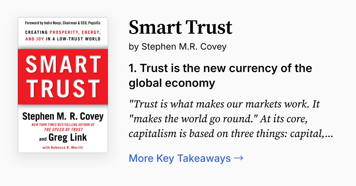 Smart Trust by Stephen M.R. Covey | Summary, Quotes, FAQ, Audio