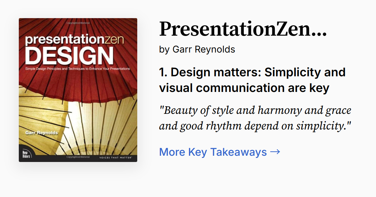 Presentation Zen Design | Summary, Audio, Quotes, FAQ