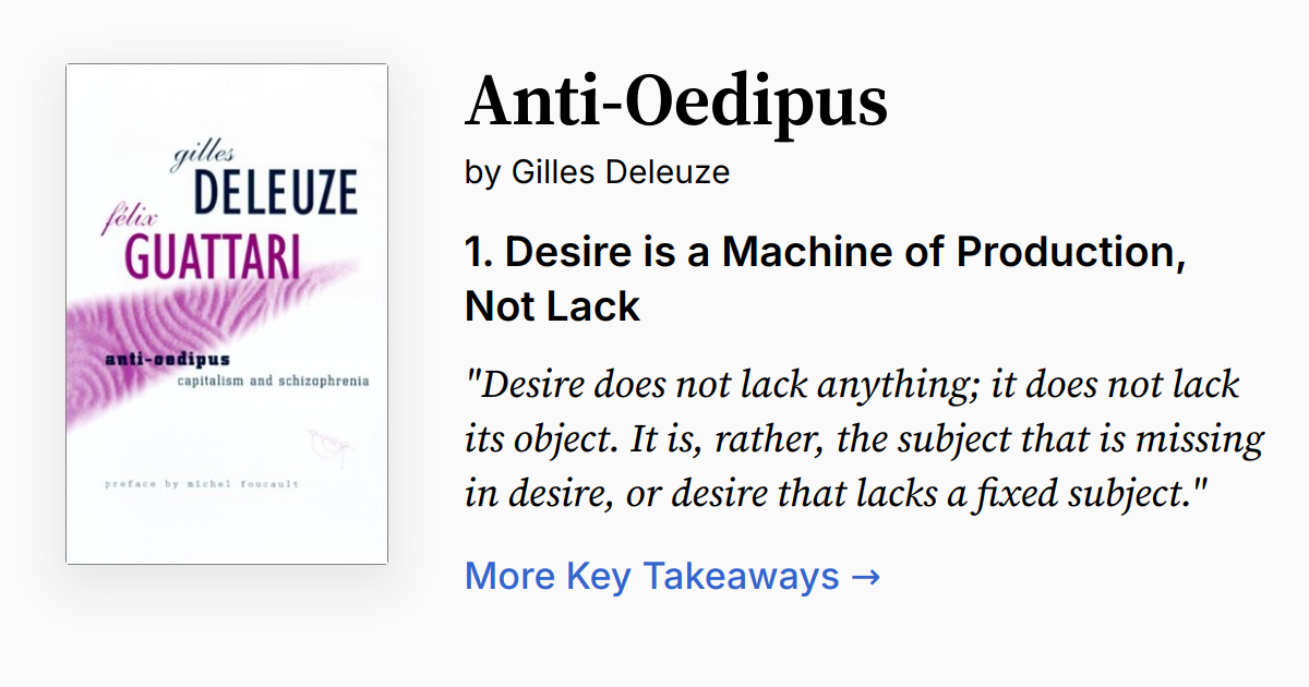Anti-Oedipus by Gilles Deleuze | Summary, Quotes, FAQ, Audio