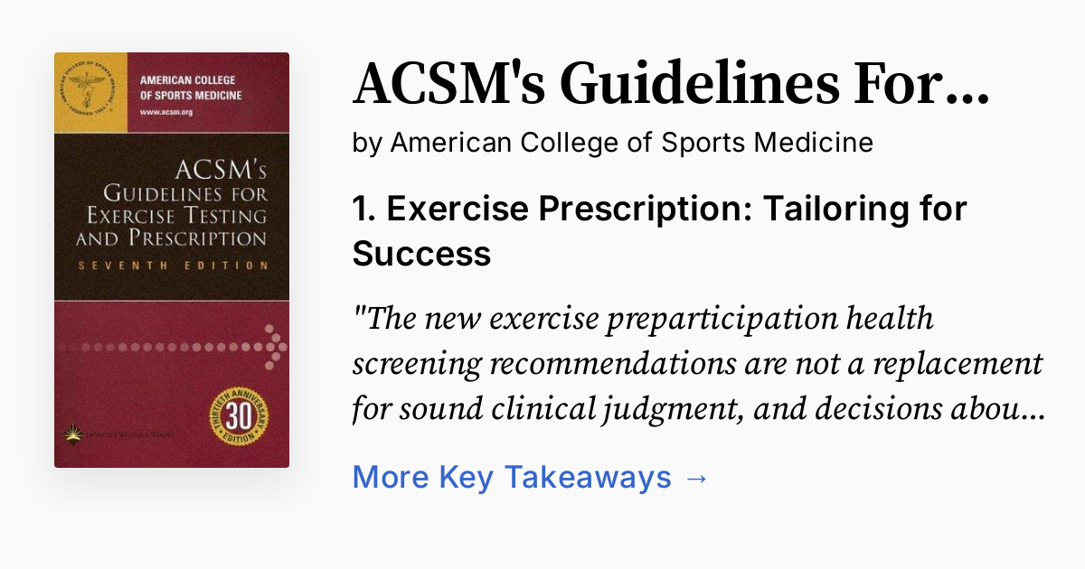 ACSM's Guidelines For Exercise Testing And Prescription | Summary ...