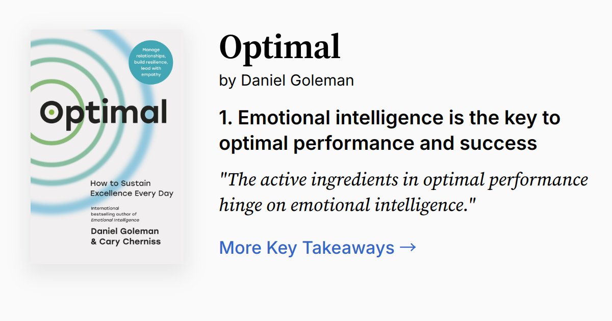 Optimal by Daniel Goleman | Summary, Audio, Quotes, FAQ