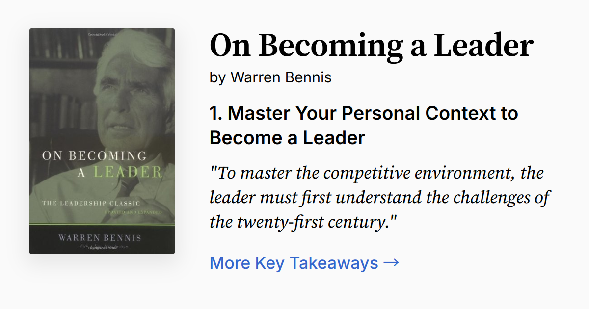 On Becoming a Leader | Summary, Audio, Quotes, FAQ