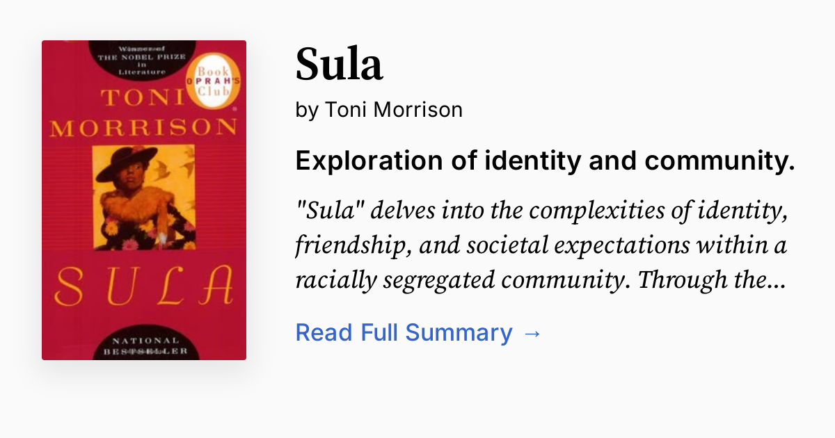 Sula by Toni Morrison | Summary, Analysis, FAQ