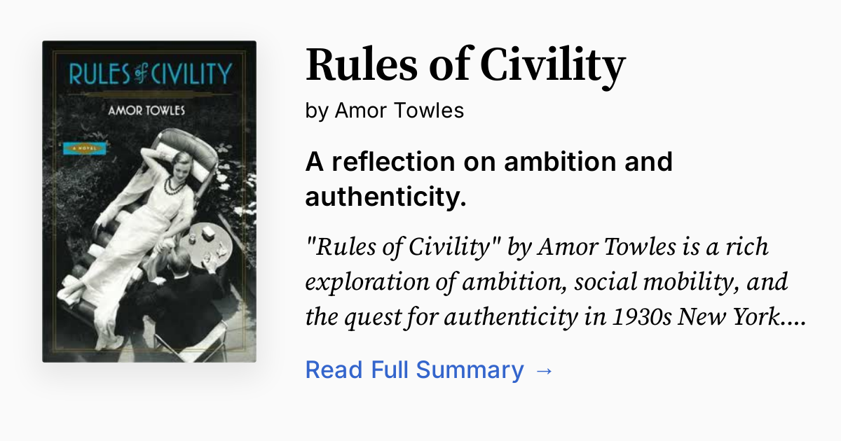 Rules of Civility | Summary, Audio, Analysis, FAQ