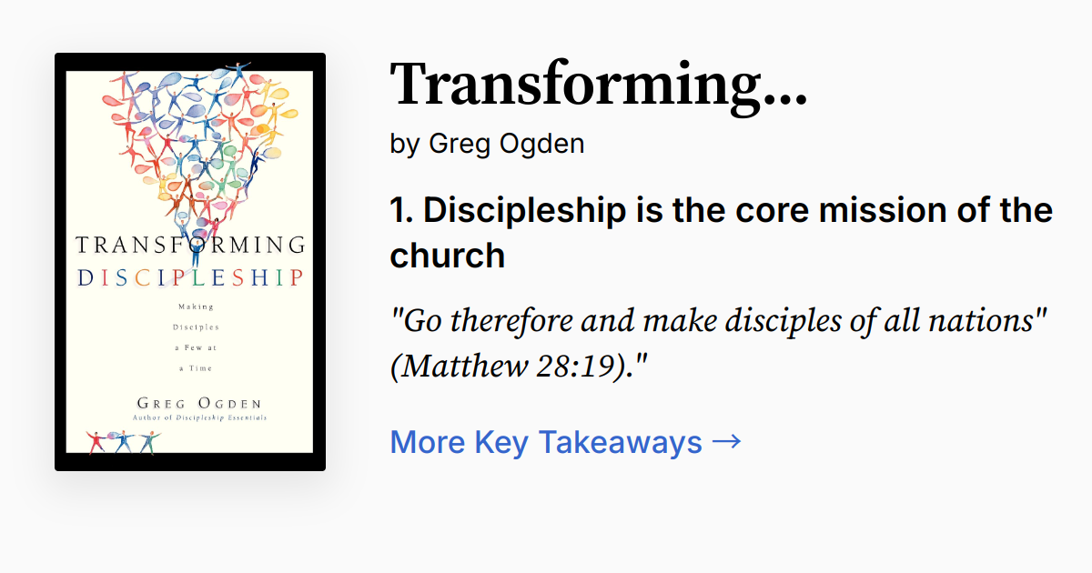 Transforming Discipleship | Summary, Audio, Quotes, FAQ