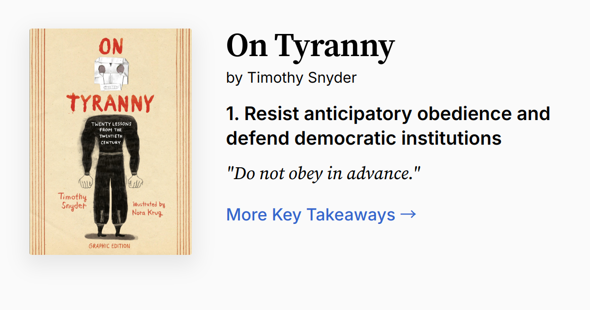 On Tyranny by Timothy Snyder | Summary, Audio, Quotes, FAQ