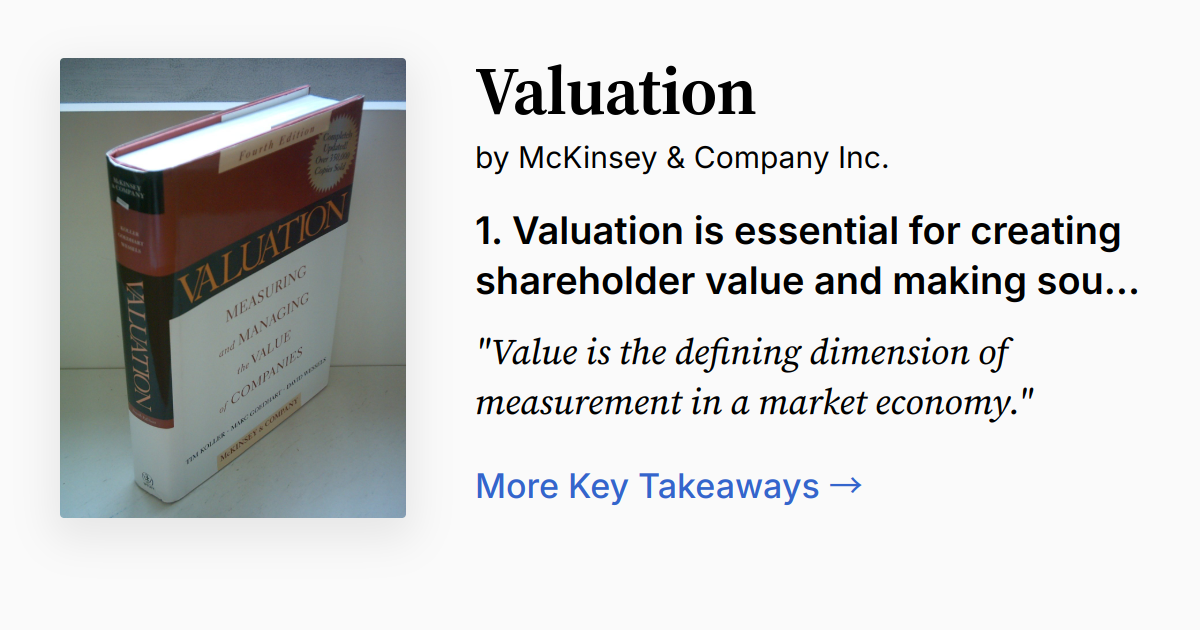 Valuation by McKinsey & Company Inc. | Summary, Audio, Quotes, FAQ