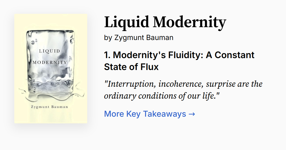 Liquid Modernity | Summary, Quotes, FAQ, Audio