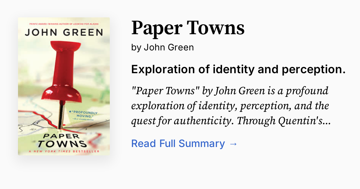 Paper Towns by John Green | Summary, Analysis, FAQ