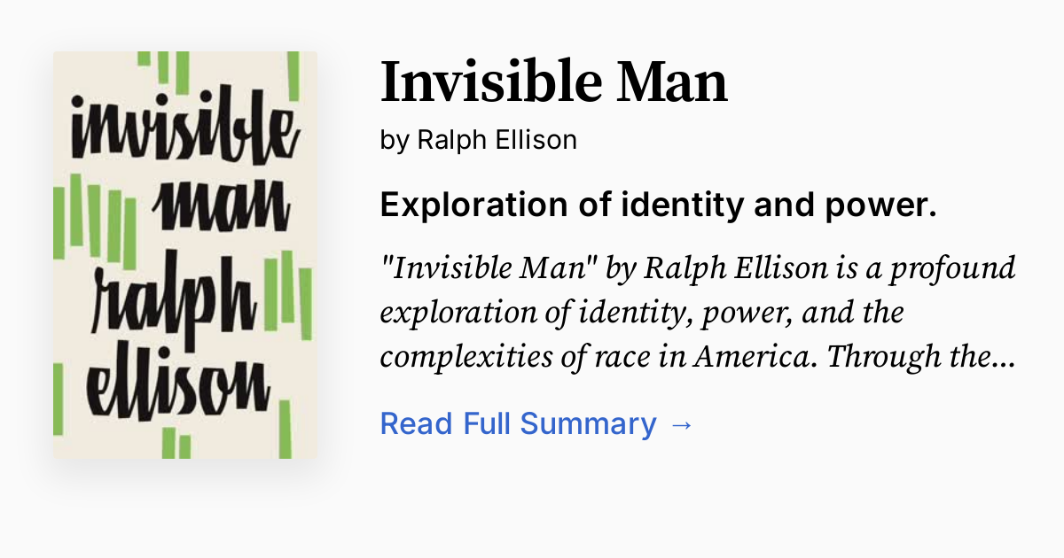 Invisible Man by Ralph Ellison | Summary, Analysis, FAQ