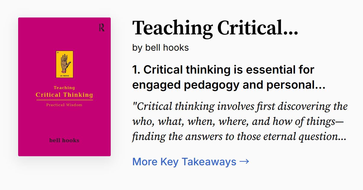 Teaching Critical Thinking | Summary, Audio, Quotes