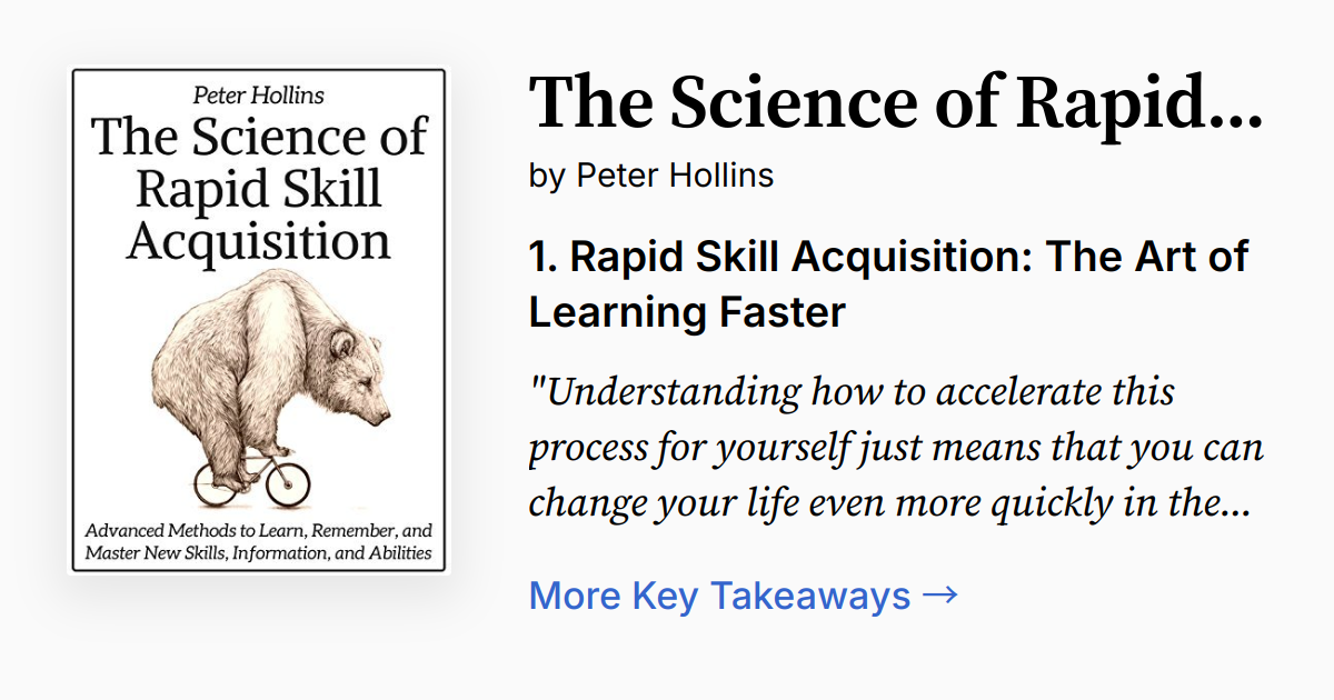 The Science of Rapid Skill Acquisition | Summary, Audio, Quotes, FAQ