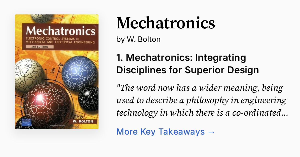 Mechatronics by W. Bolton | Summary, Audio, Quotes, FAQ