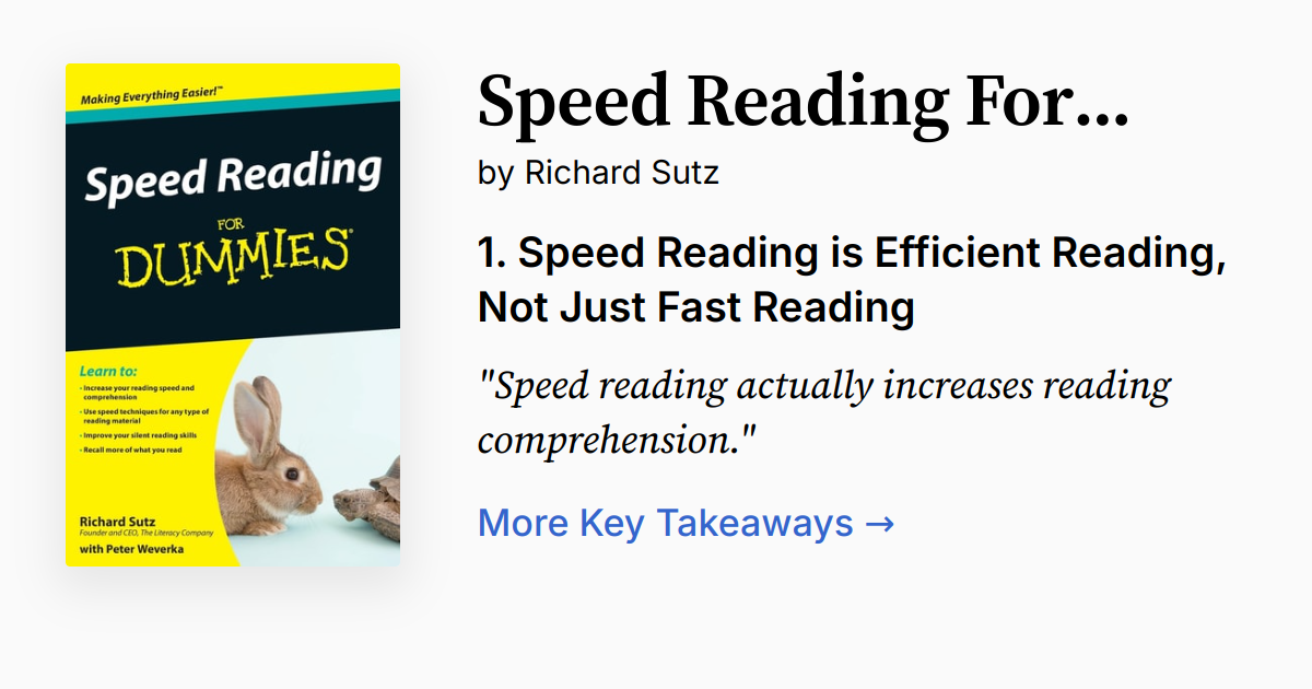 Speed Reading For Dummies Summary Quotes Faq Audio