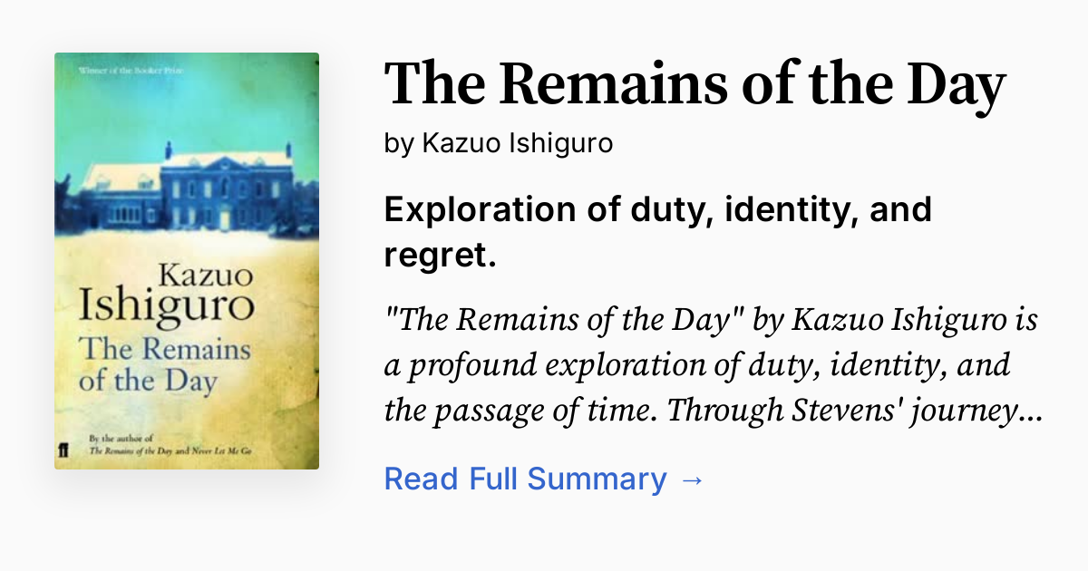 The Remains of the Day | Summary, Analysis, FAQ