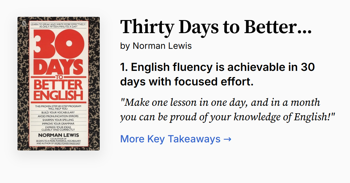 Thirty Days to Better English | Summary, Audio, Quotes, FAQ