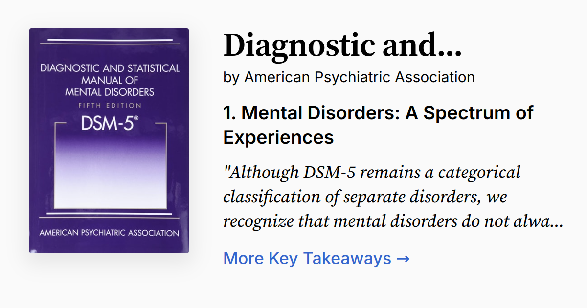 Diagnostic and Statistical Manual of Mental Disorders DSM-5 | Summary ...