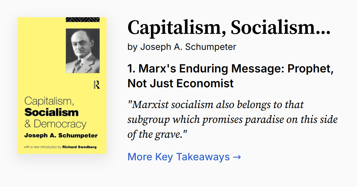 Capitalism, Socialism and Democracy | Summary, Quotes, FAQ, Audio