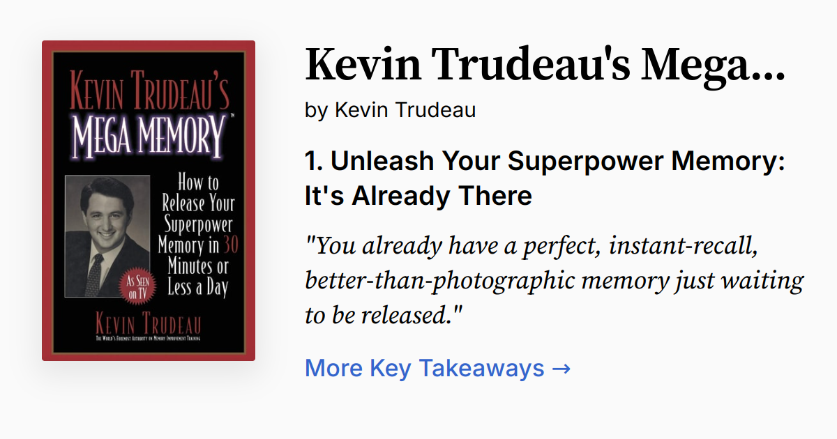Kevin Trudeau's Mega Memory | Summary, Quotes, Audio