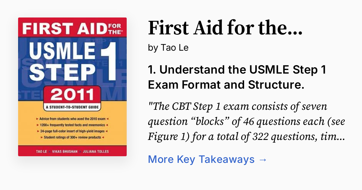 First Aid for the USMLE Step 1 2011 | Summary, Audio, Quotes