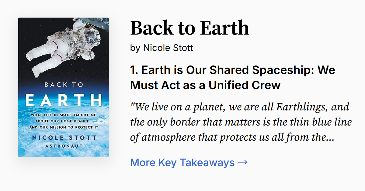 Back to Earth by Nicole Stott | Summary, Audio, Quotes