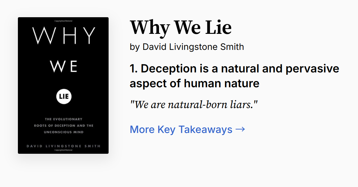 Why We Lie by David Livingstone Smith | Summary, Quotes, FAQ, Audio