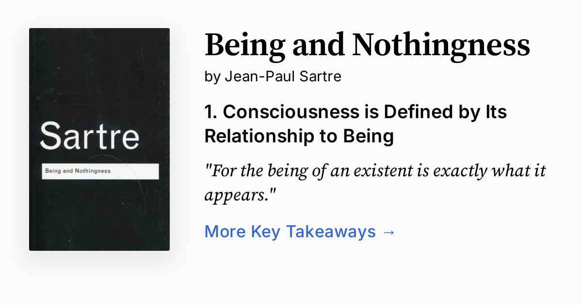 Being and Nothingness | Summary, Quotes, FAQ, Audio