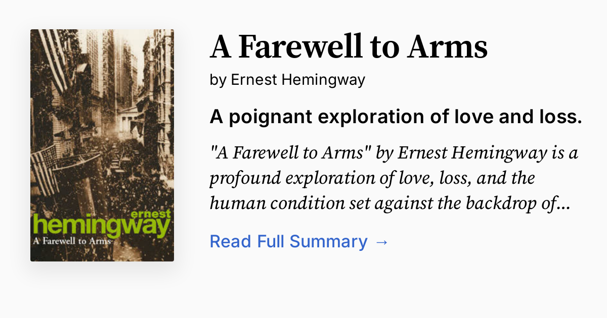 A Farewell to Arms | Summary, Analysis, FAQ