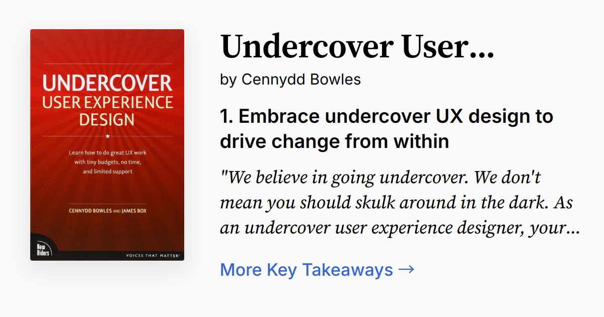 Undercover User Experience Design | Summary, Audio, Quotes