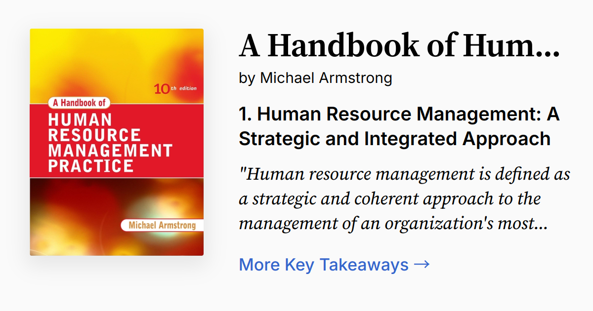 A Handbook of Human Resource Management Practice 10th Edition | Summary ...