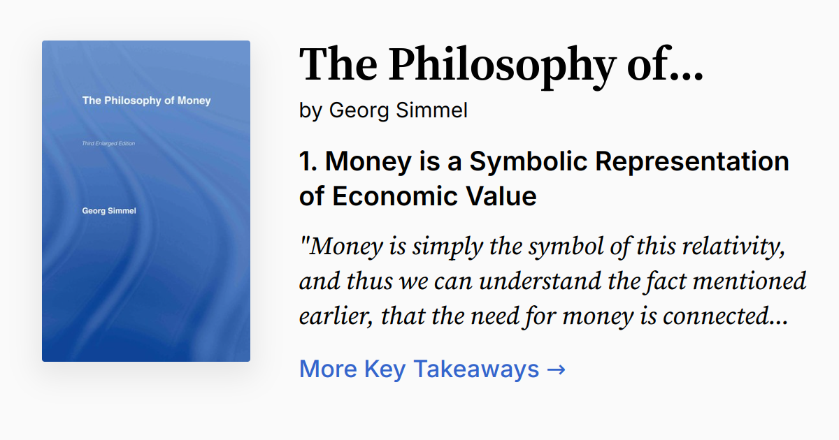 The Philosophy of Money | Summary, Audio, Quotes, FAQ