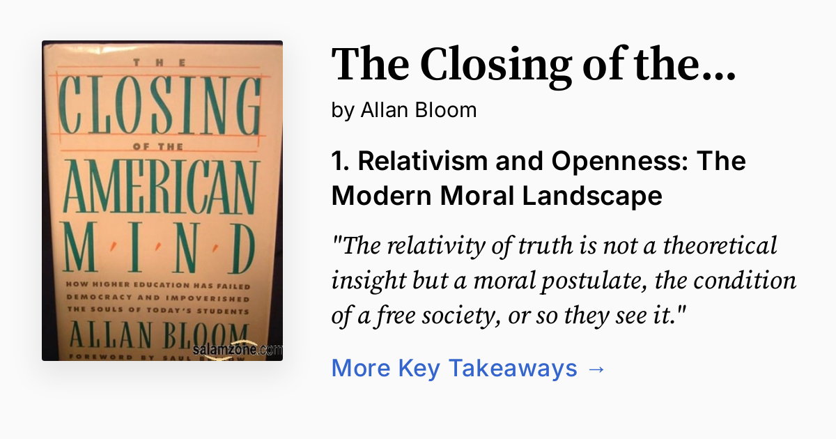 The Closing of the American Mind | Summary, Quotes, FAQ, Audio