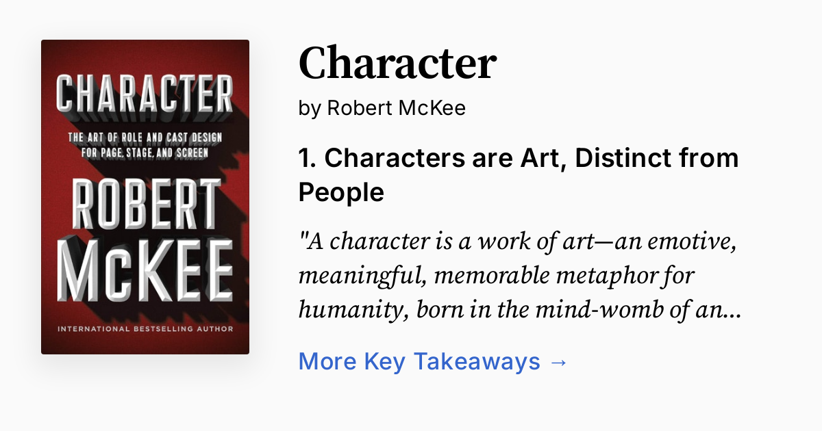 Character by Robert McKee | Summary, Quotes, FAQ, Audio