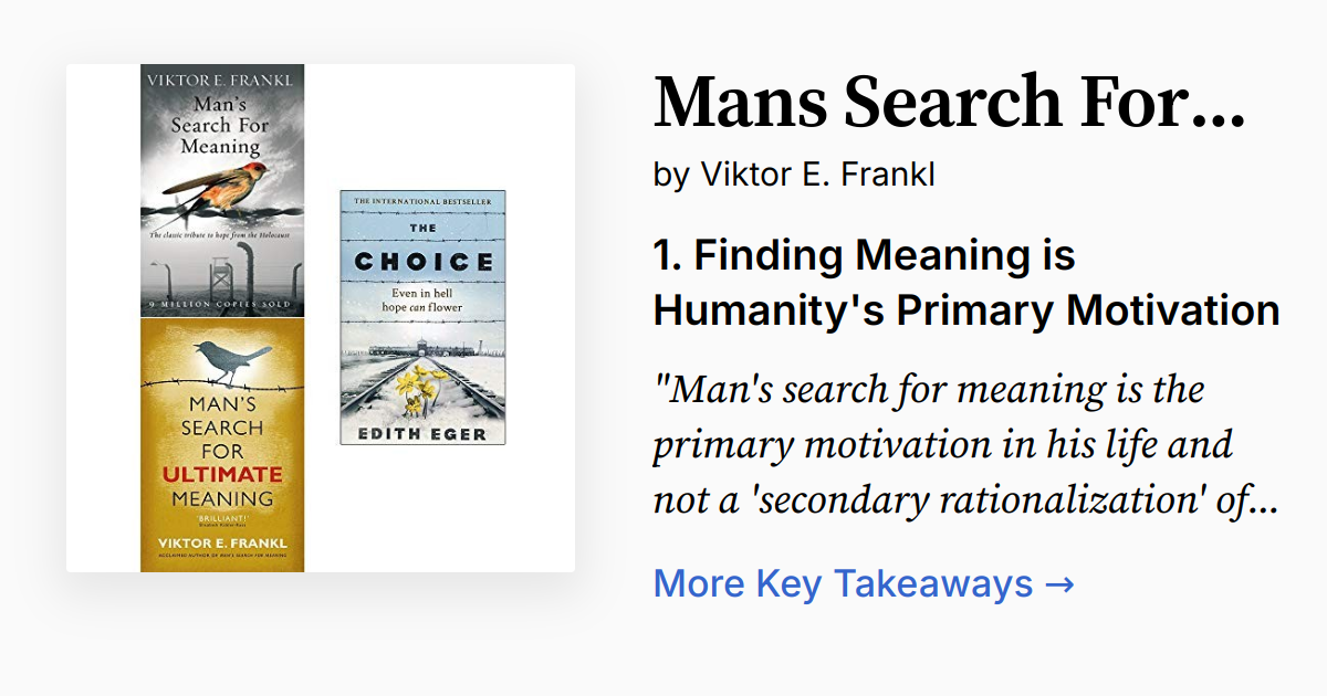 Mans Search For Meaning / Ultimate Meaning / The Choice | Summary ...