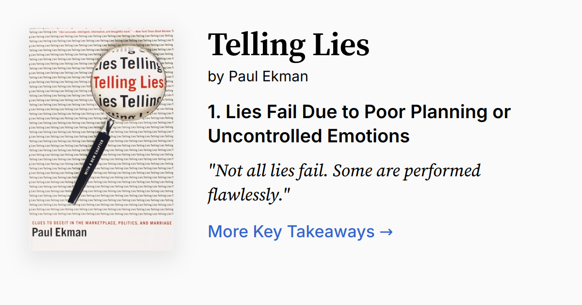 Telling Lies by Paul Ekman | Резюме, Quotes, FAQ, Audio