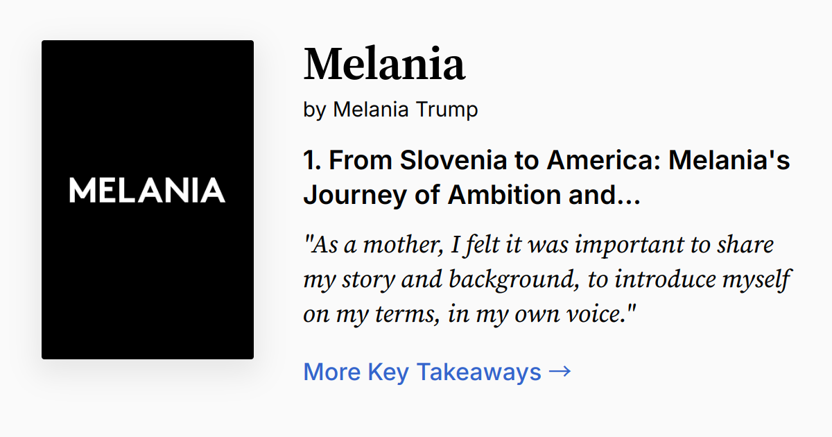 Melania by Melania Trump | Summary, Audio, Quotes, FAQ