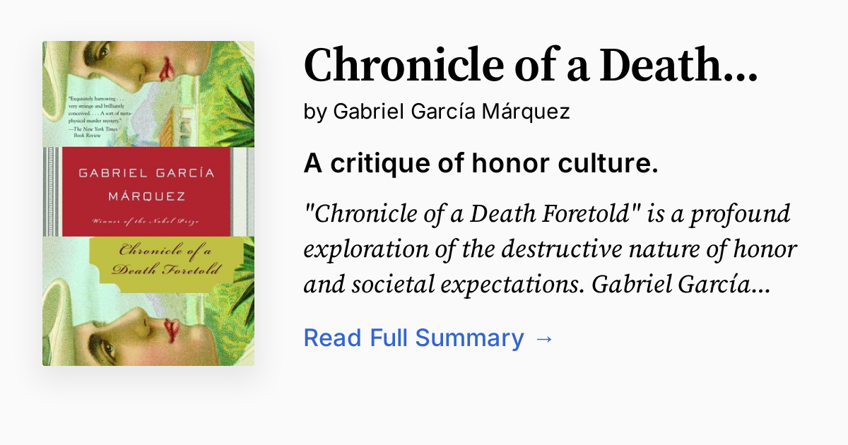 Chronicle of a Death Foretold | Summary, Audio, Analysis, FAQ