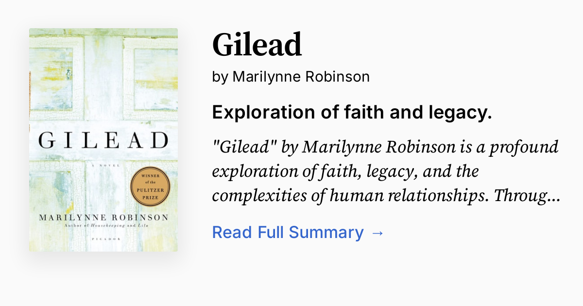 Gilead by Marilynne Robinson | Summary, Analysis, FAQ