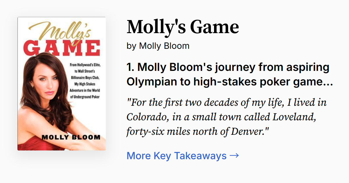 Molly's Game by Molly Bloom | Summary, Audio, Quotes, FAQ