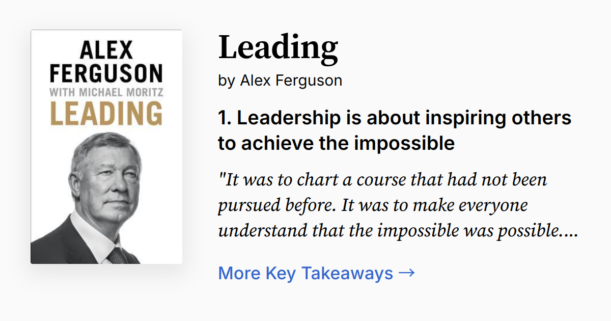 Leading by Alex Ferguson | Summary, Quotes, FAQ, Audio