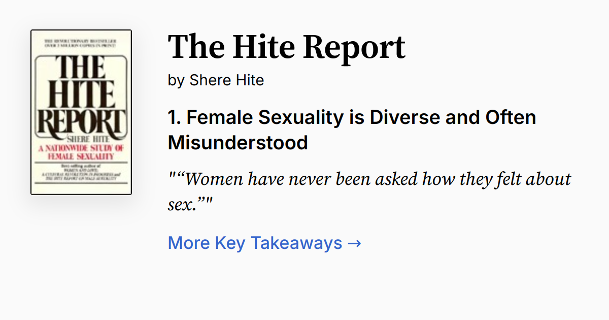 The Hite Report | Summary, Audio, Quotes, FAQ